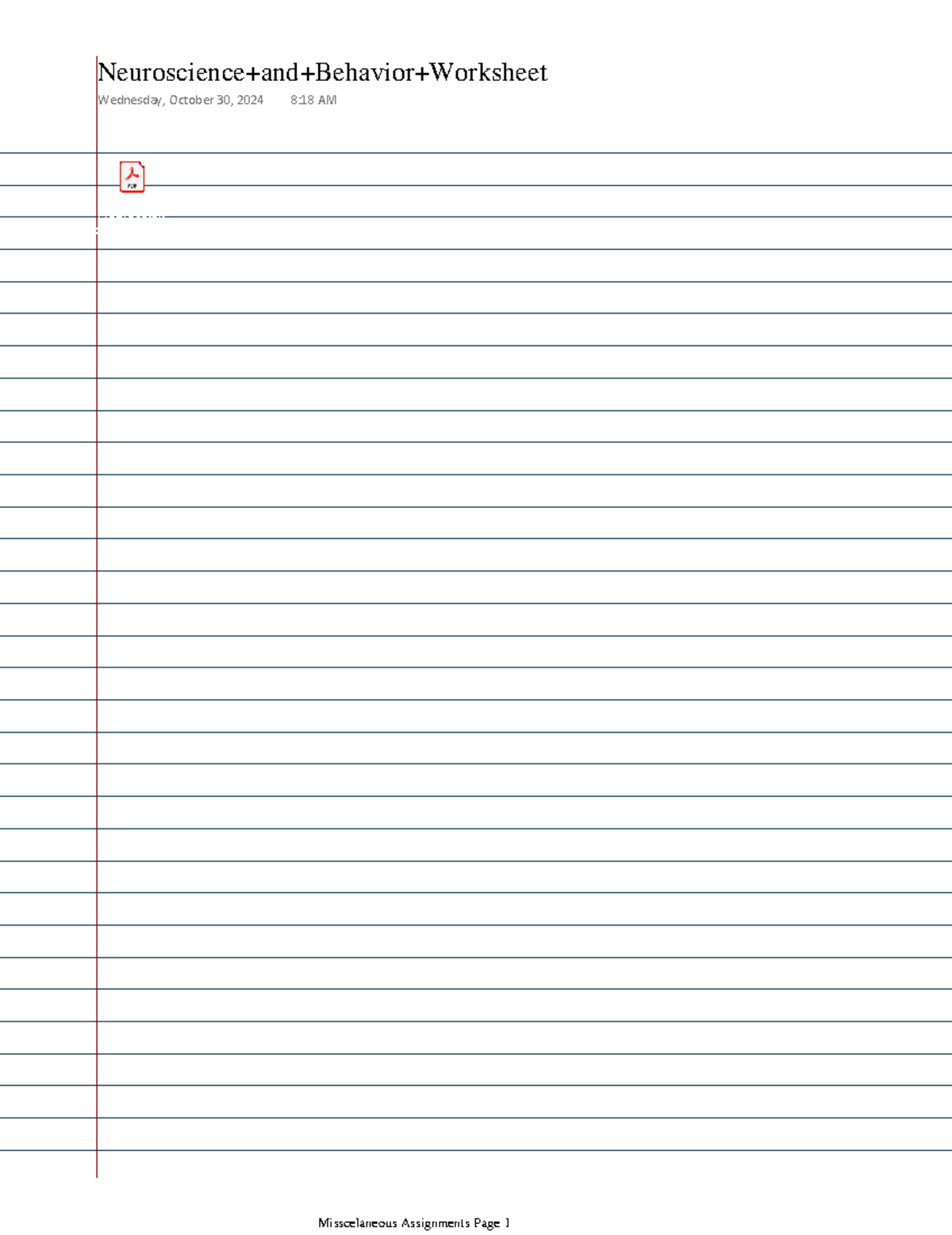 Neuroscience+and+Behavior+Worksheetv 3 - Neuroscien ce+and+B ...