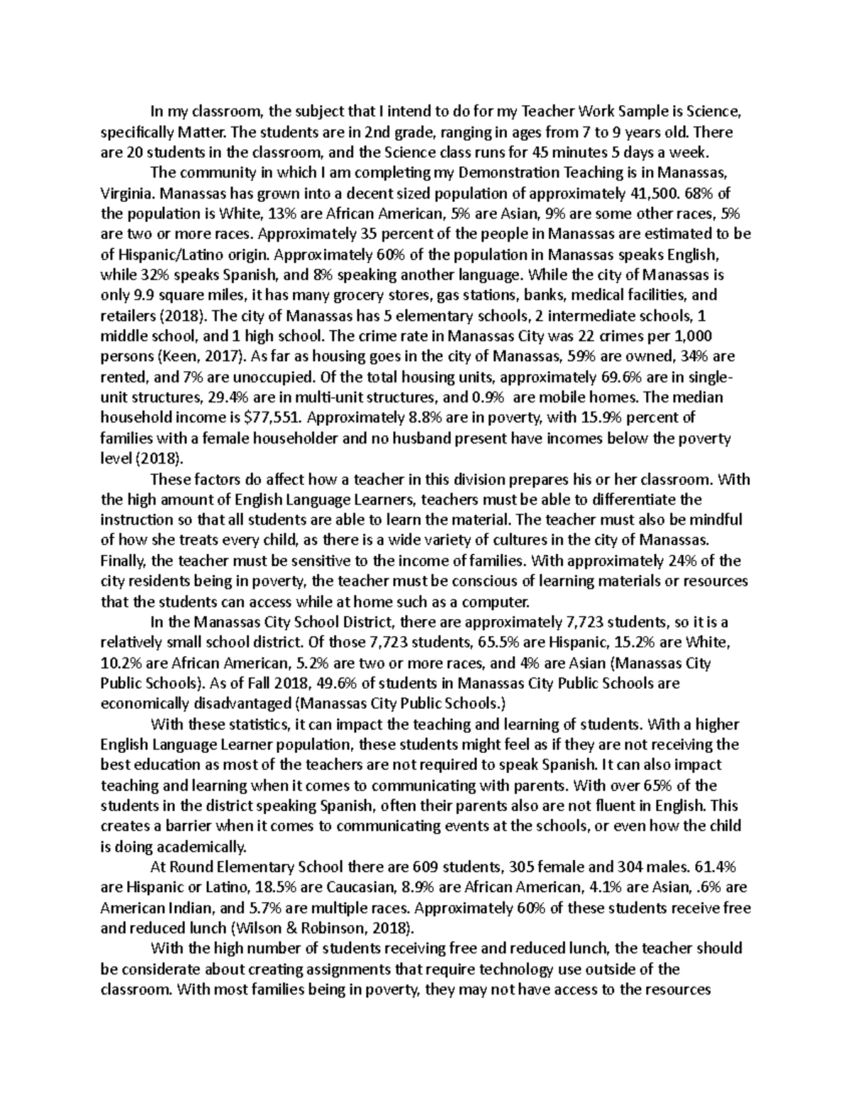 TWS Task 1 - Task 1 of Teacher Work Sample. Resources are included and ...