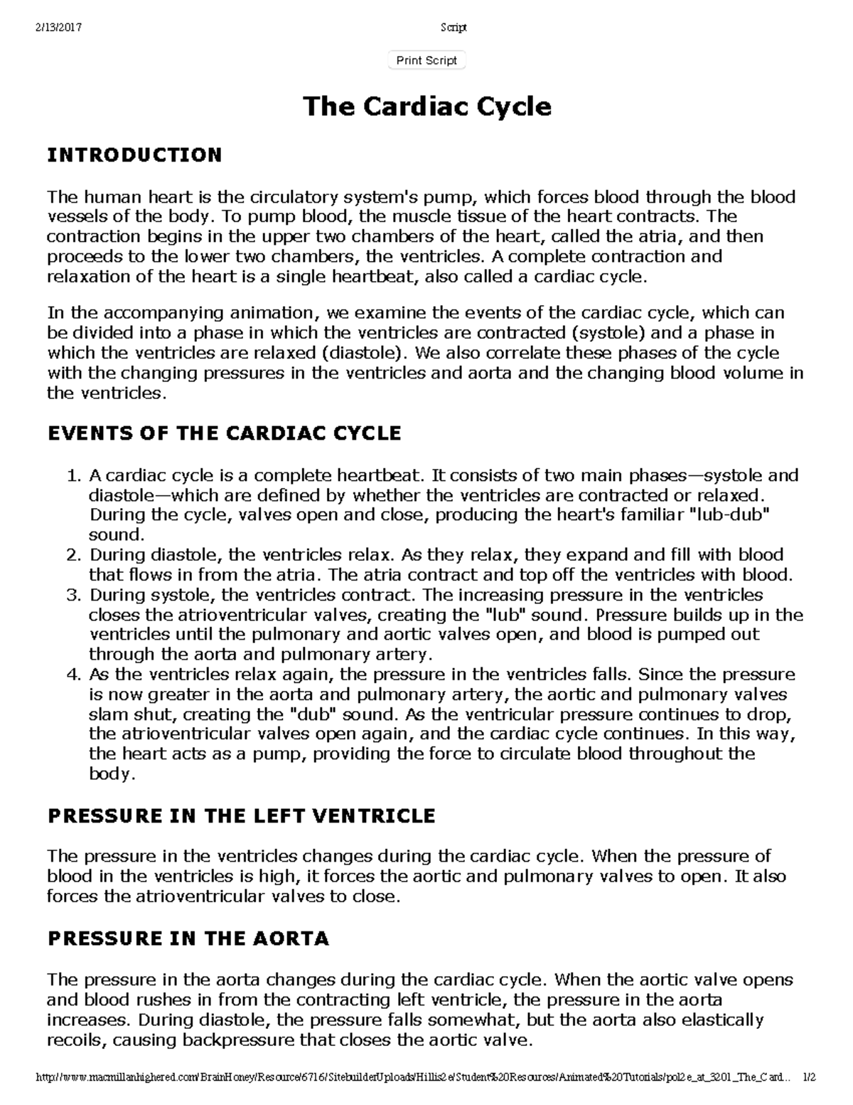 The Cardiac Cycle: Understanding the Heart's Pumping Process - Studocu