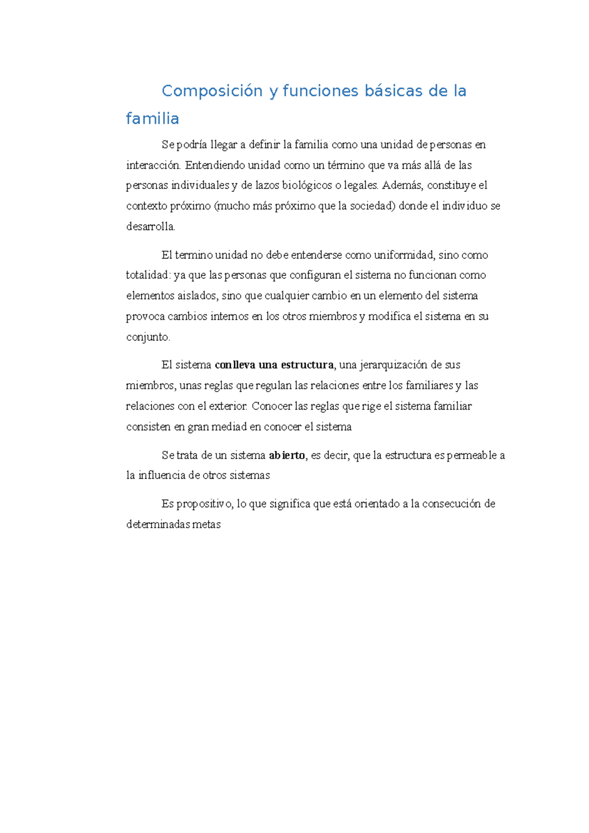 Composición y funciones básicas de la familia - Composición y funciones ...