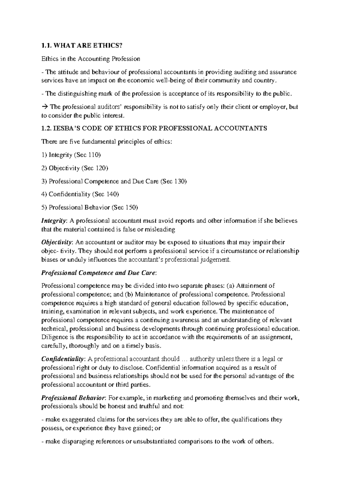 Chapter 222222222 - 1. WHAT ARE ETHICS? Ethics in the Accounting ...