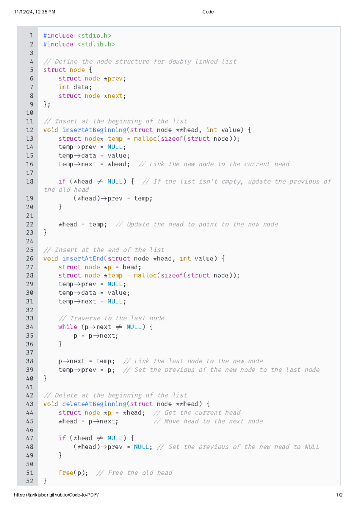 fds code to perform linked list - 1 #include 2 #include 3 4 Defne the ...