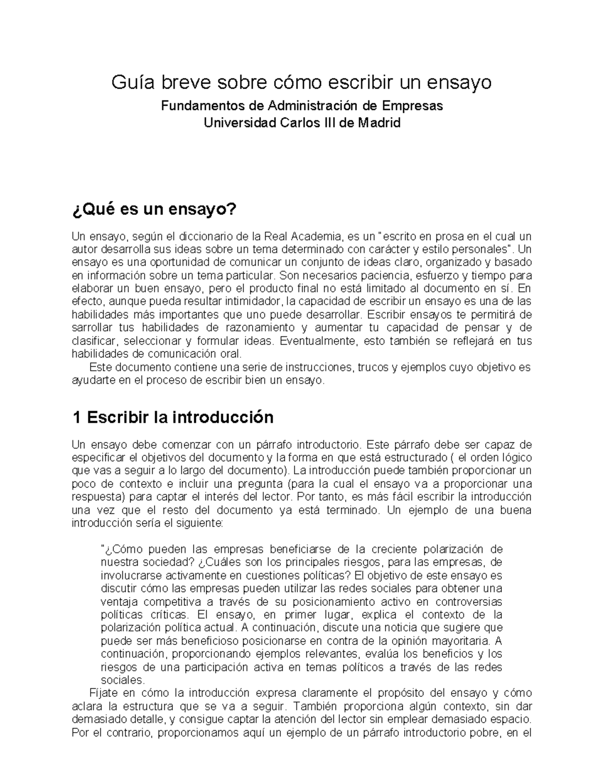 Guía breve sobre cómo escribir un ensayo - Guía breve sobre cómo ...