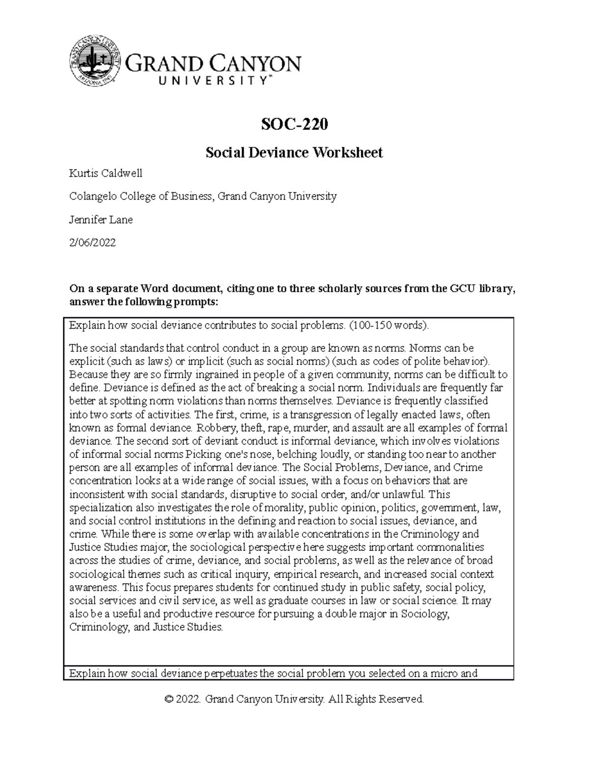 SOC-220.T3Social Deviance Worksheet done - SOC- Social Deviance ...
