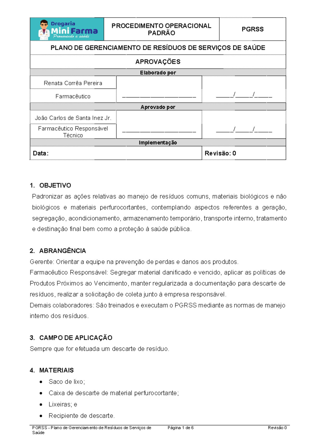 Pgrss - Plano de Gerenciamento de Resíduos de Serviços de Saúde - PGRSS ...