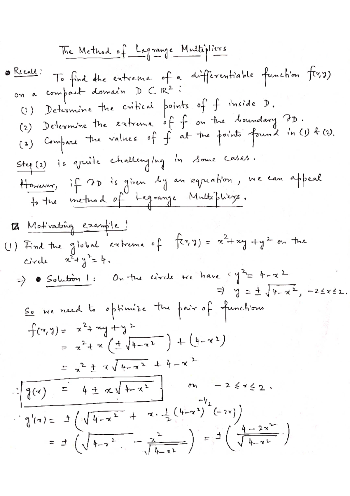 20 lagrange multipliers for global extrema - MA 242 - We can use a better idea - Studocu