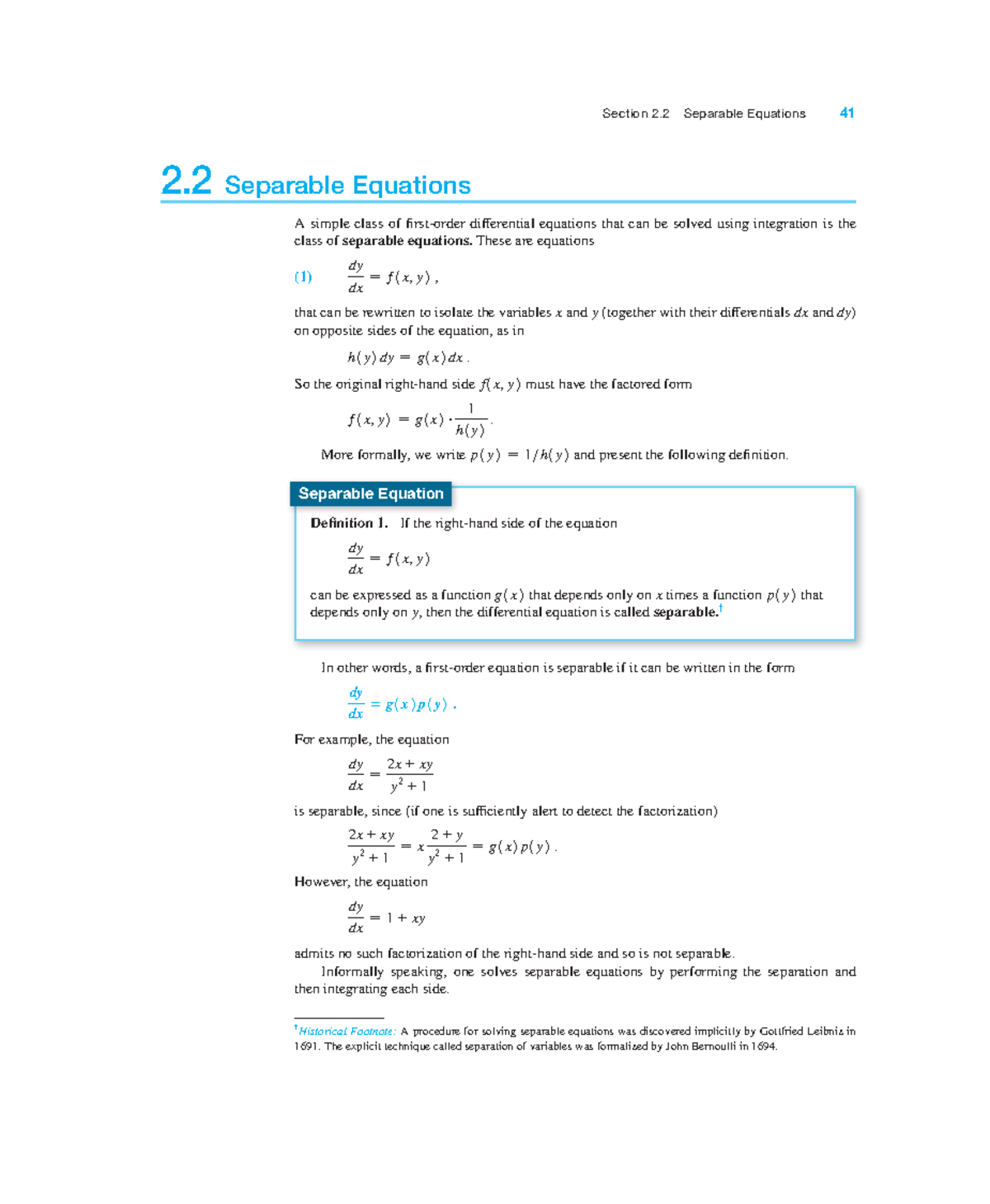 2.2-2.3 - Separable Equations & Linear Equations - Section 2 Separable Equations 41 Separable ...