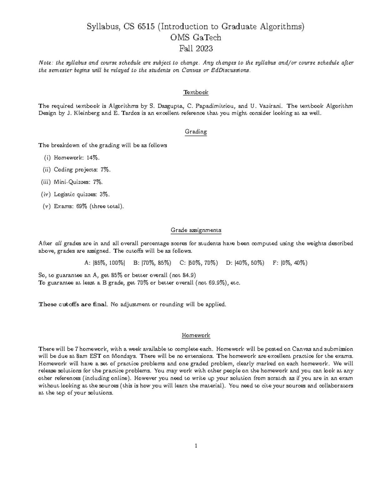 Syllabus Test Syllabus CS 6515 Introduction To Graduate syllabus-test-syllabus-cs-6515-introduction-to-graduate