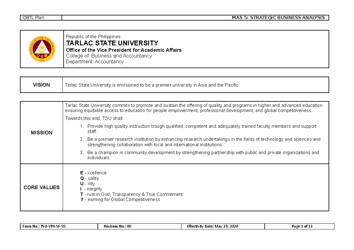 MAS 5 Flexible OBTL A4 - Republic of the Philippines TARLAC STATE ...