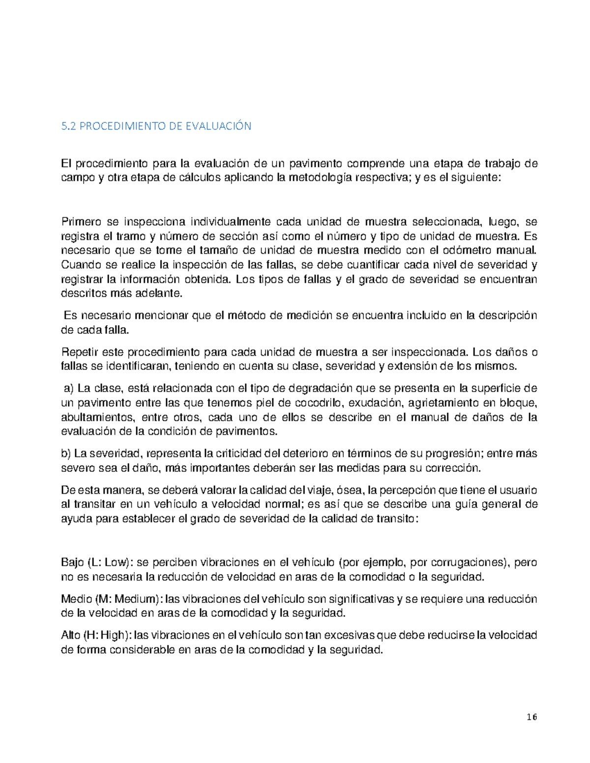 Material DE Tipos DE Fallas PCI - 5 PROCEDIMIENTO DE EVALUACIÓN El ...