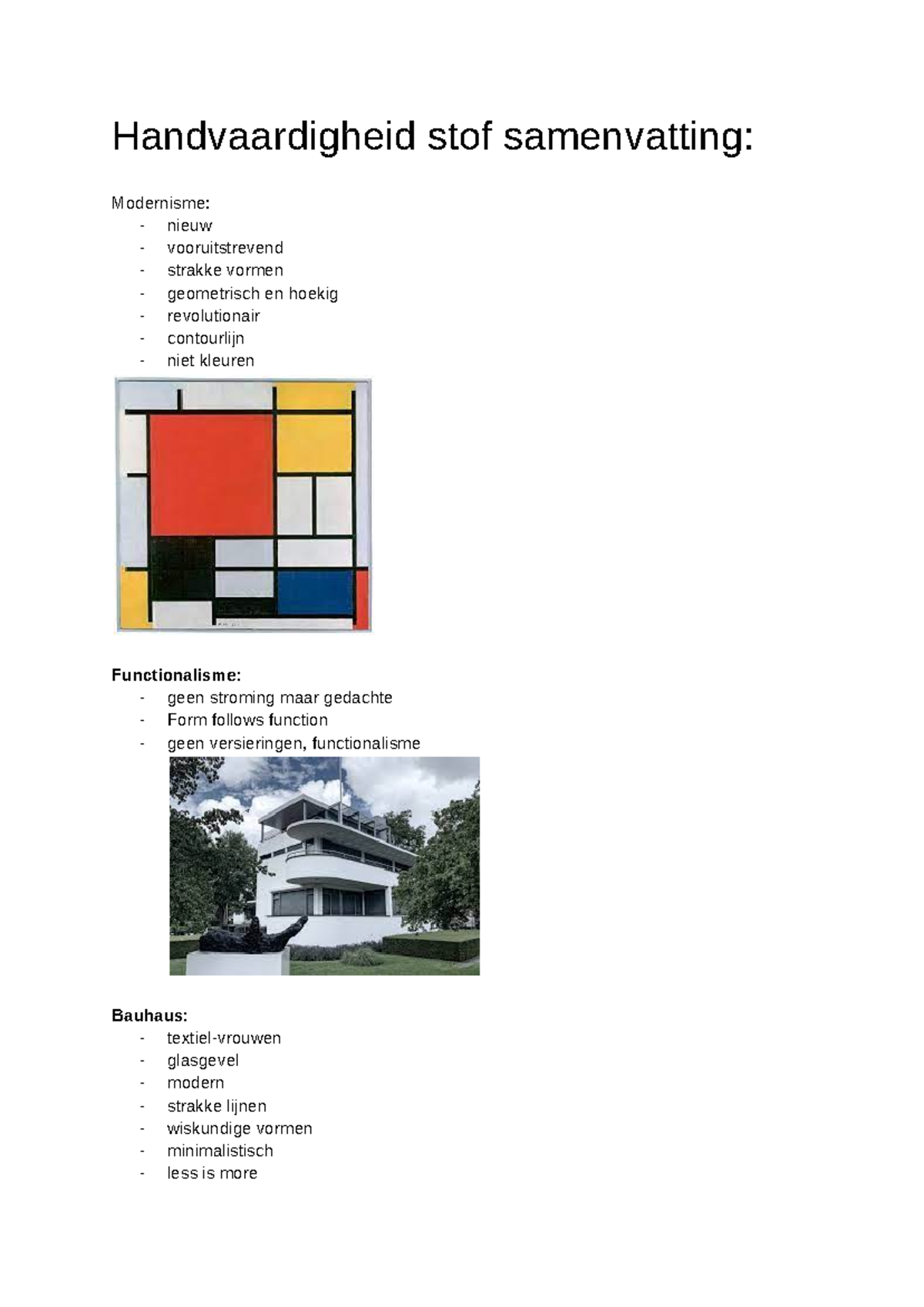 Handvaardigheid stromingen samenvatting - Google Documenten ...