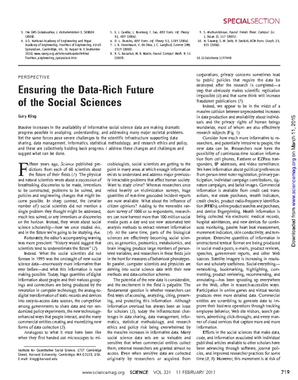 Ensuring the Data-Rich Future of the Social Sciences - The CMS ...