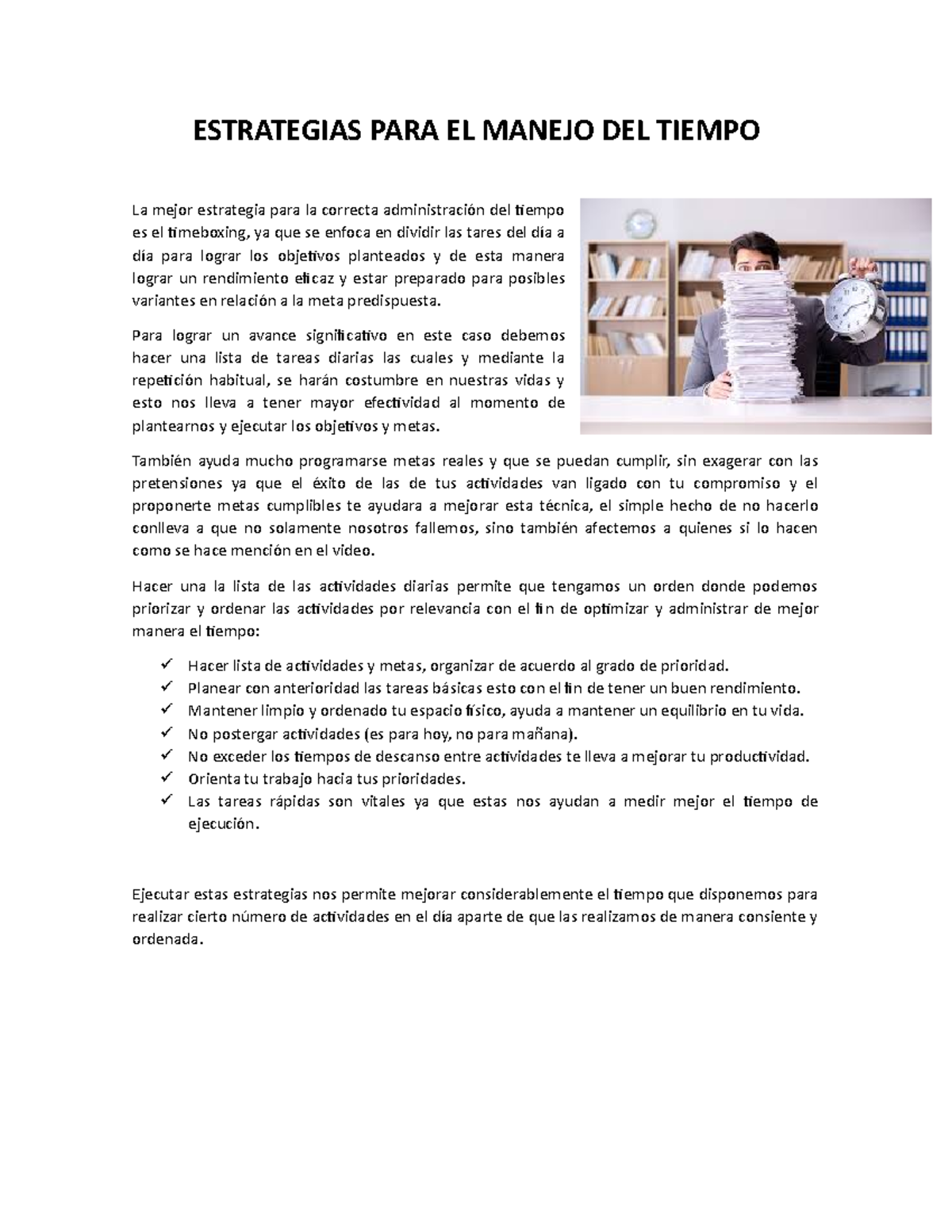 Administración del tiempo Daniel Gonzalez - ESTRATEGIAS PARA EL MANEJO ...