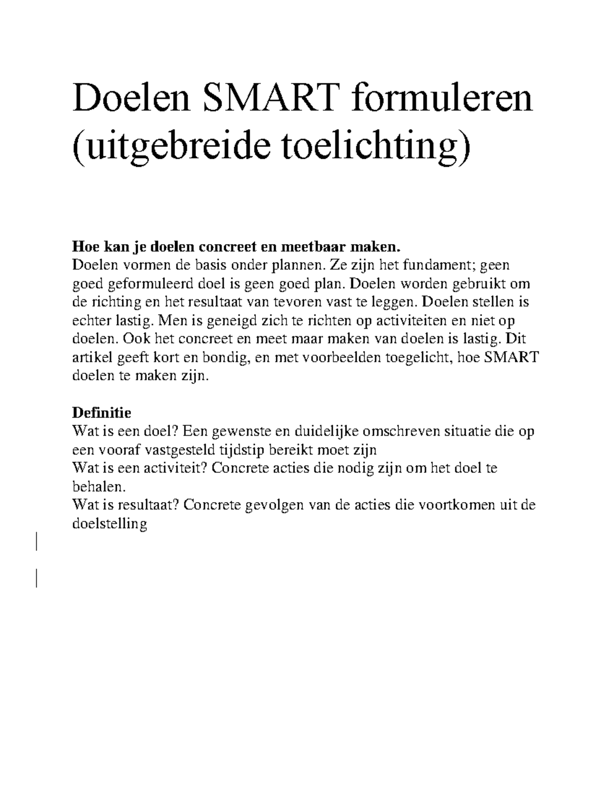 Doelen Smart formuleren - Bedrijfskunde Integraal - Anton de Kom ...