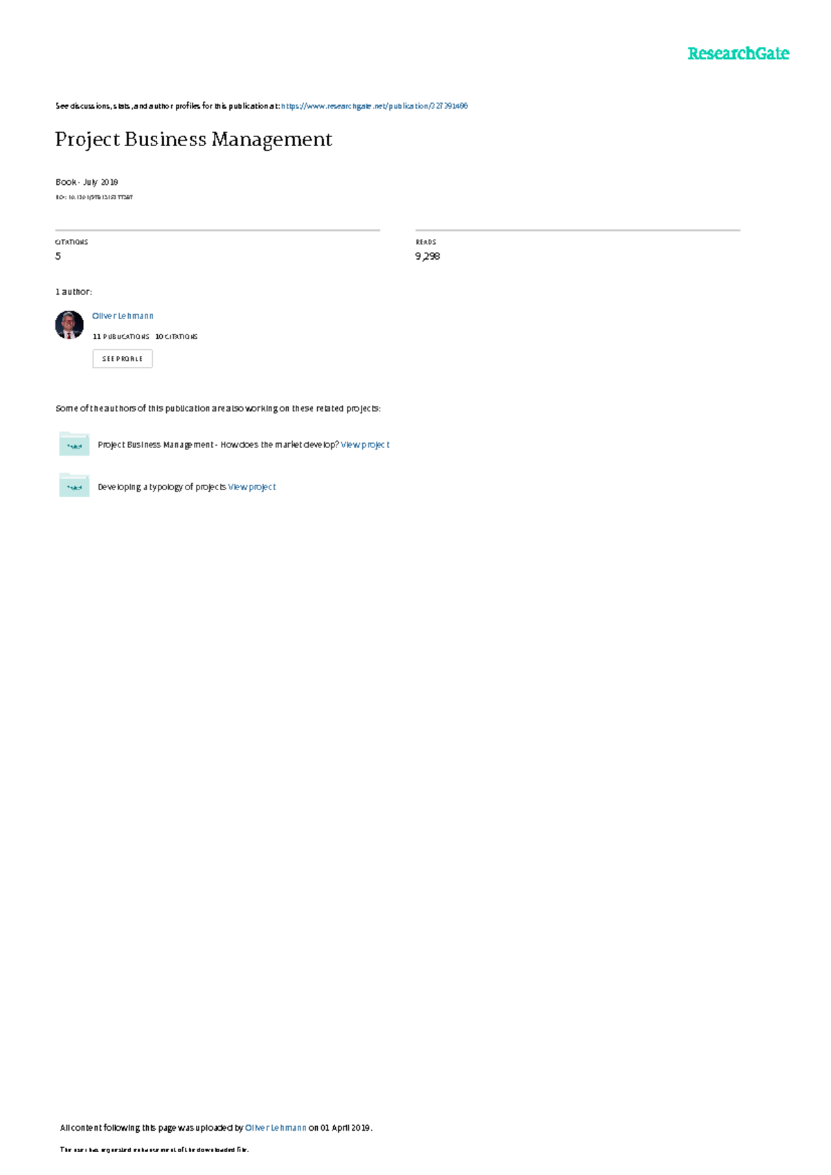 Project Business Management - See discussions, stats, and author ...