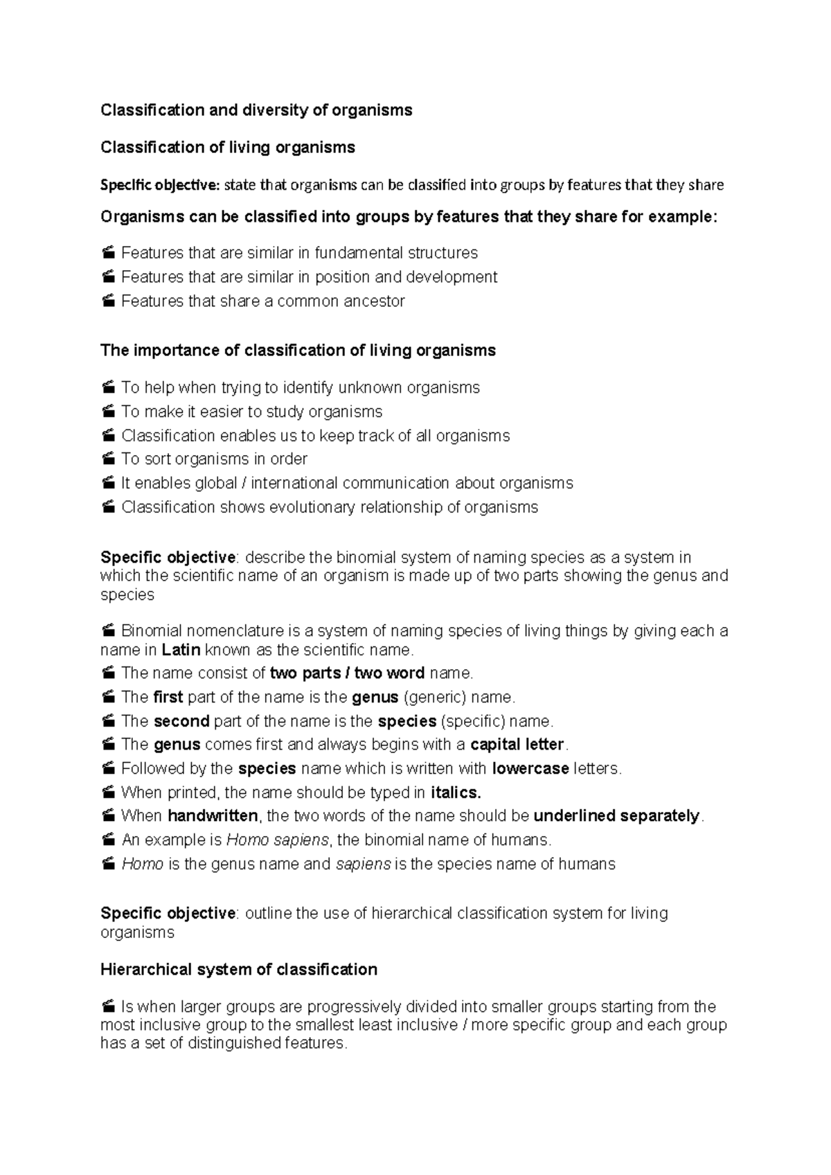Grade 10 - Classification - Classification and diversity of organisms ...