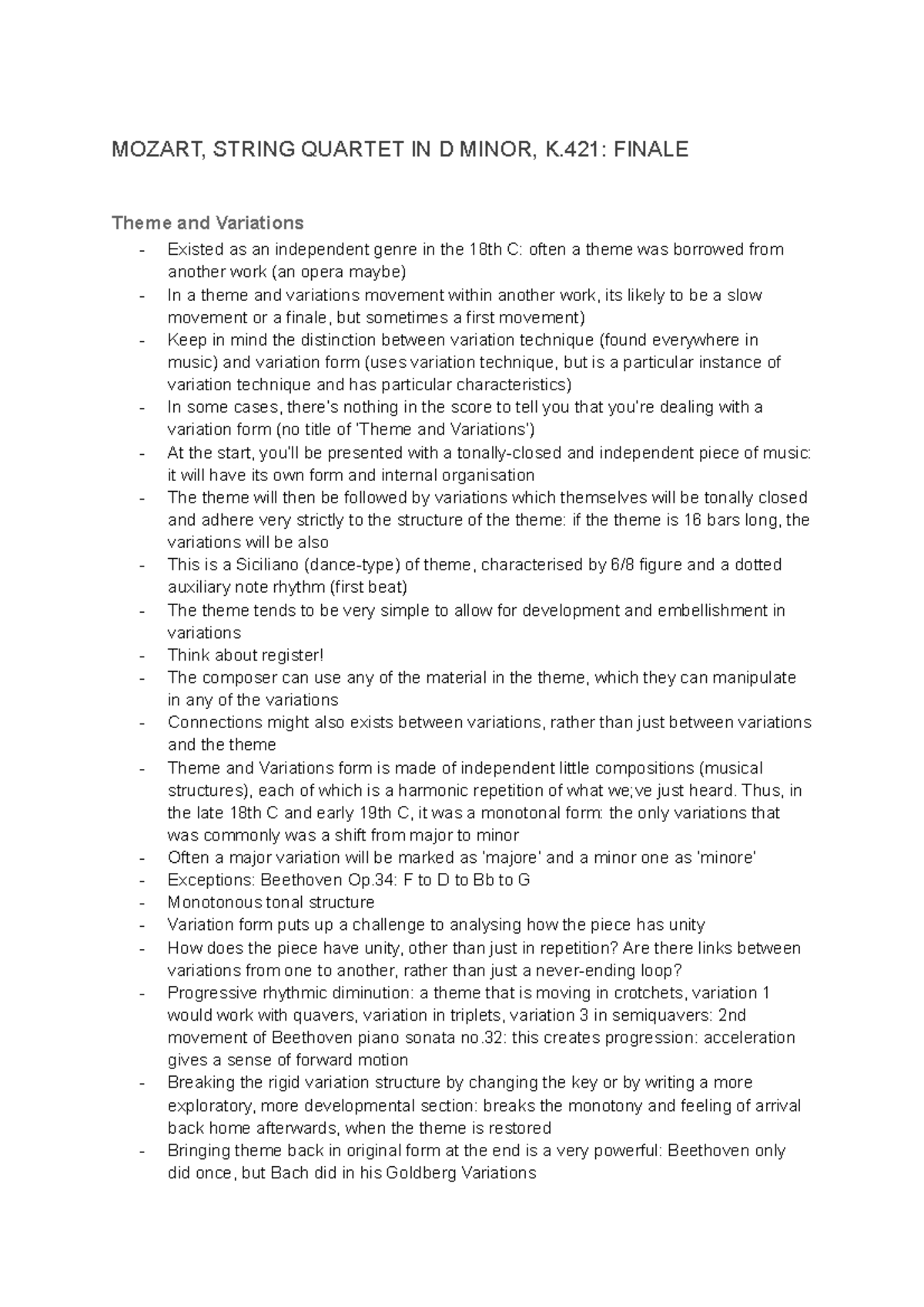 Paper 4 - Analysis Lecture 4 Notes - Mozart Theme and Variations ...