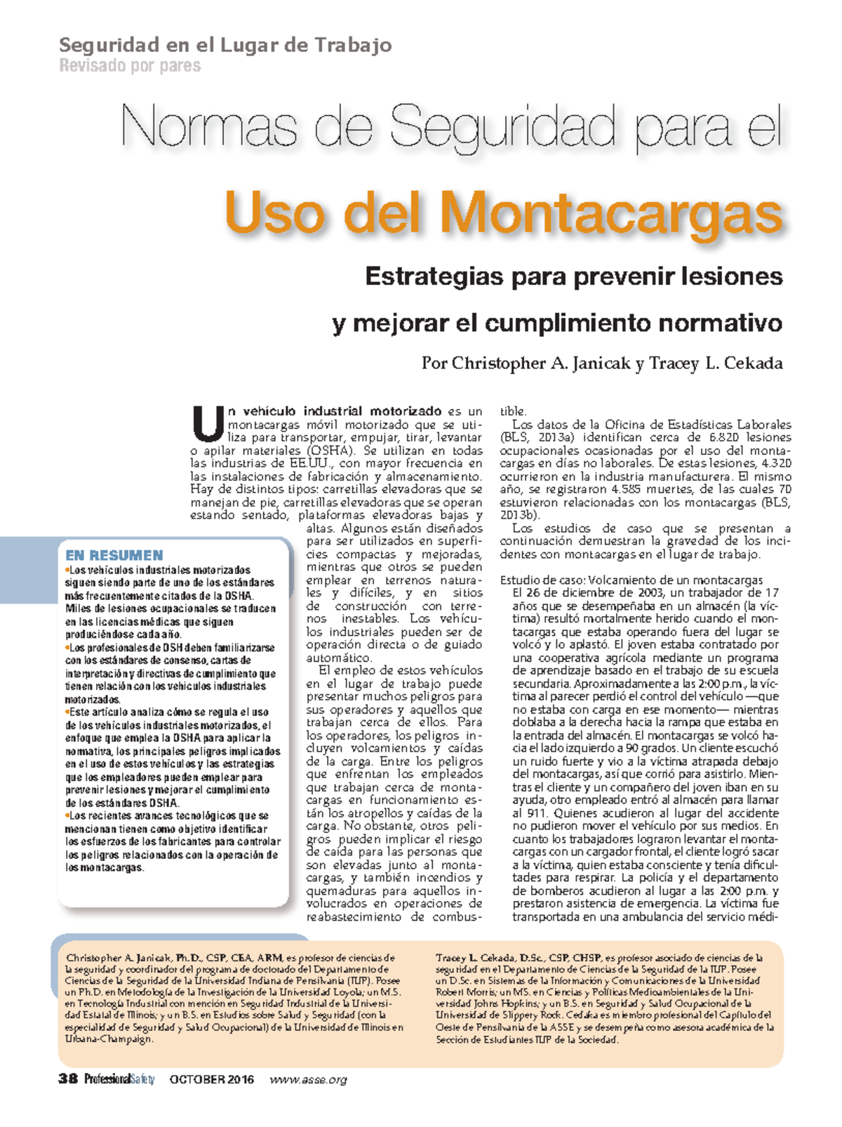 Normas de Seguridad para el Uso del Montacargas - 38 ProfessionalSafety ...