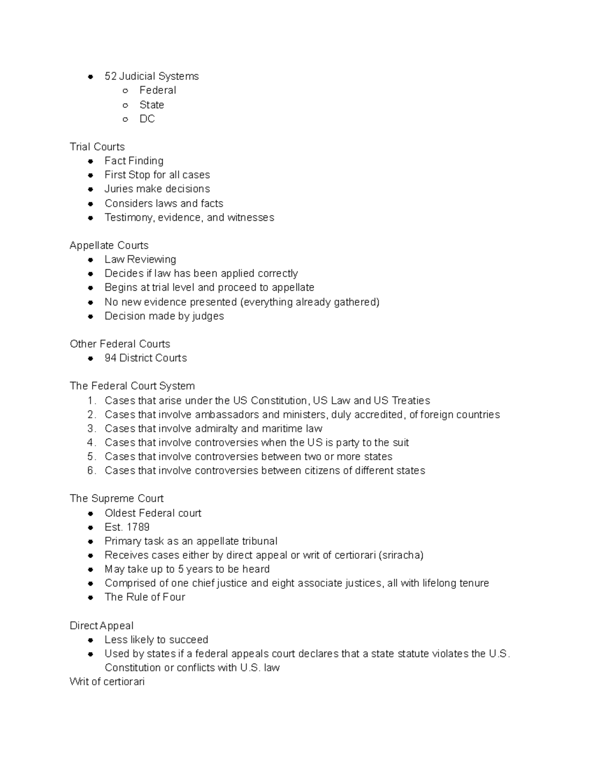 Chapter 1 The Judicial System - 52 Judicial Systems Federal State DC ...