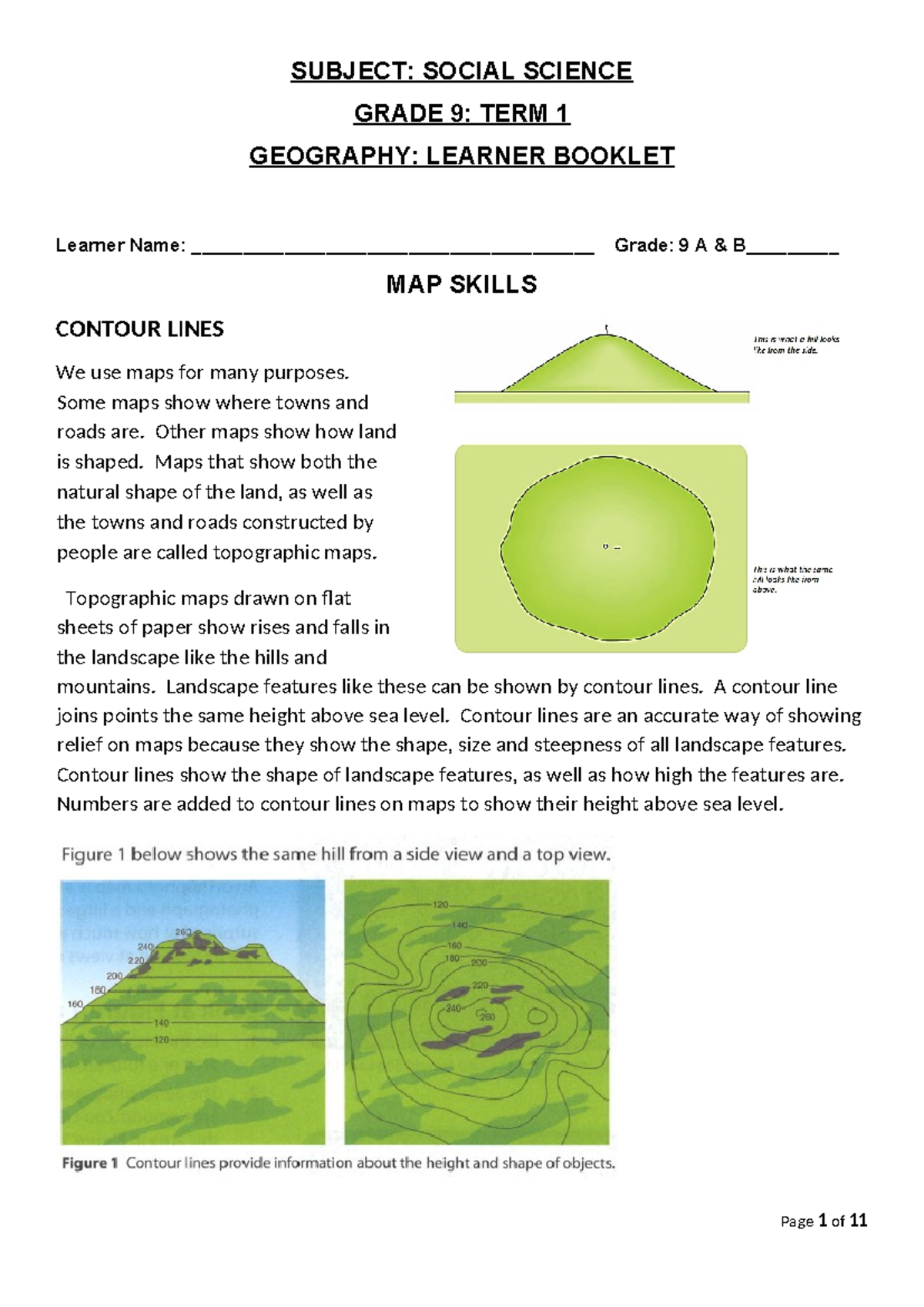 Gr9 T1 Geography Learner Booklet Map Skills - SUBJECT: SOCIAL SCIENCE ...