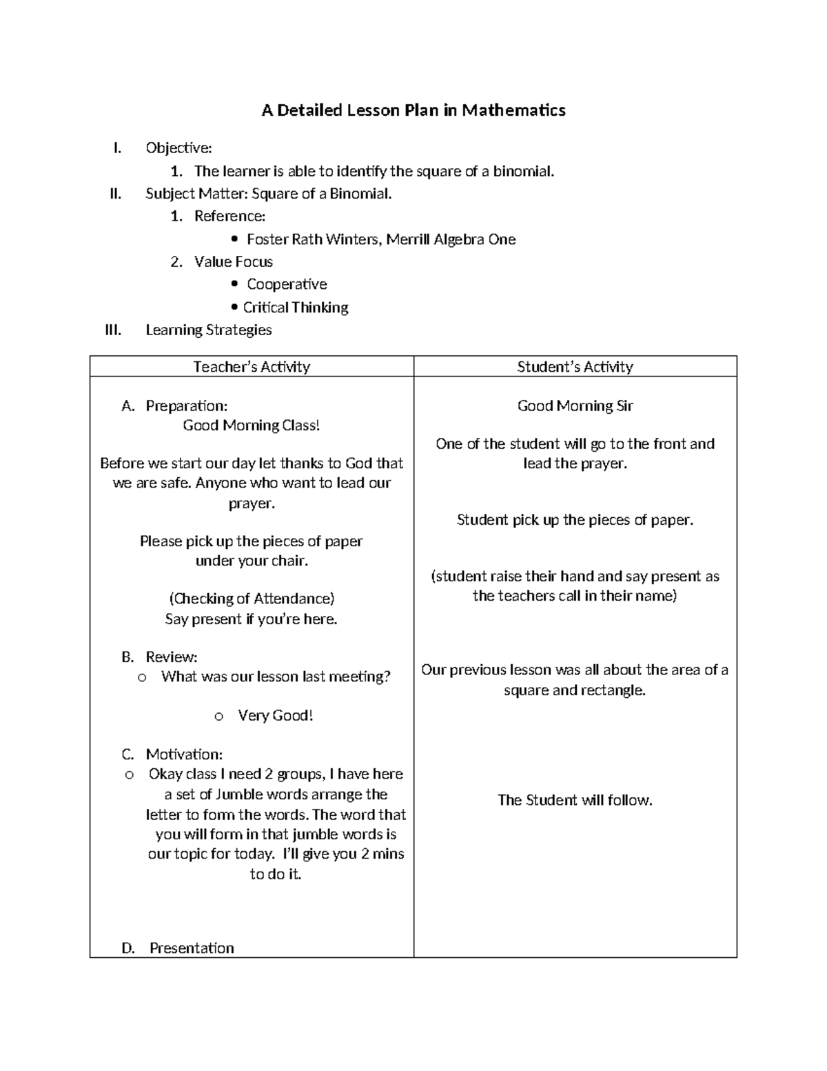 207277073 A Detailed Lesson Plan in Mathematics Copy - A Detailed ...