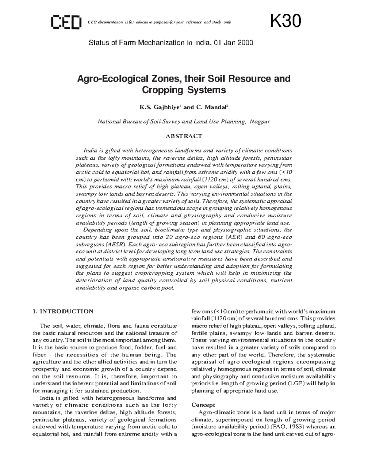 Agro-eco zones India - AGRO-ECOLOGICAL ZONES, THEIR SOIL RESOURCE AND CROPPING SYSTEMS - Studocu