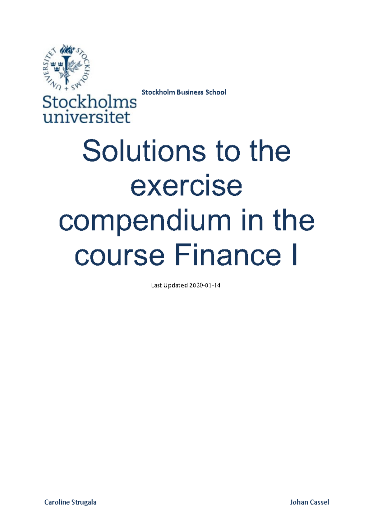 Solutions to the Exercise Compendium - Caroline Strugala Johan Cassel ...