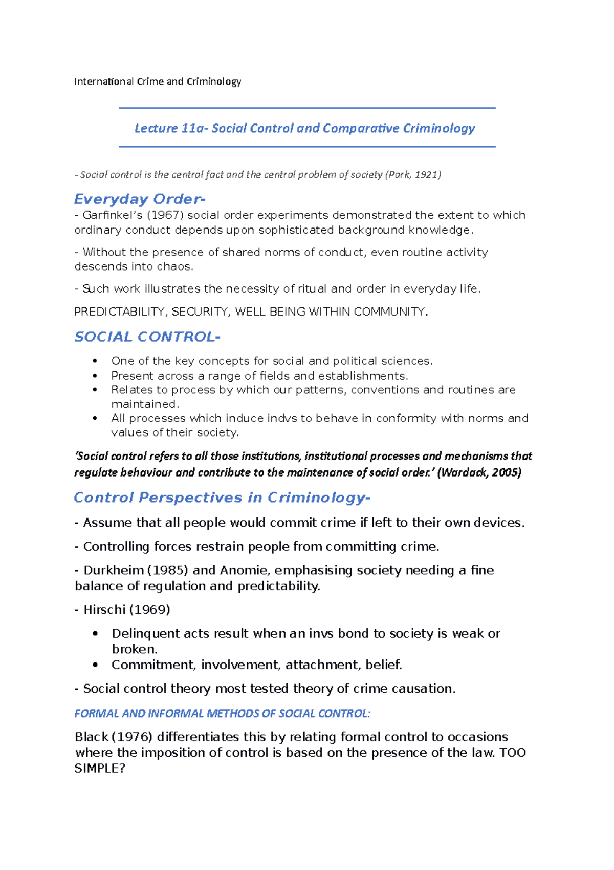 Lecture 11a- Social Control and Comparative Criminology - International ...