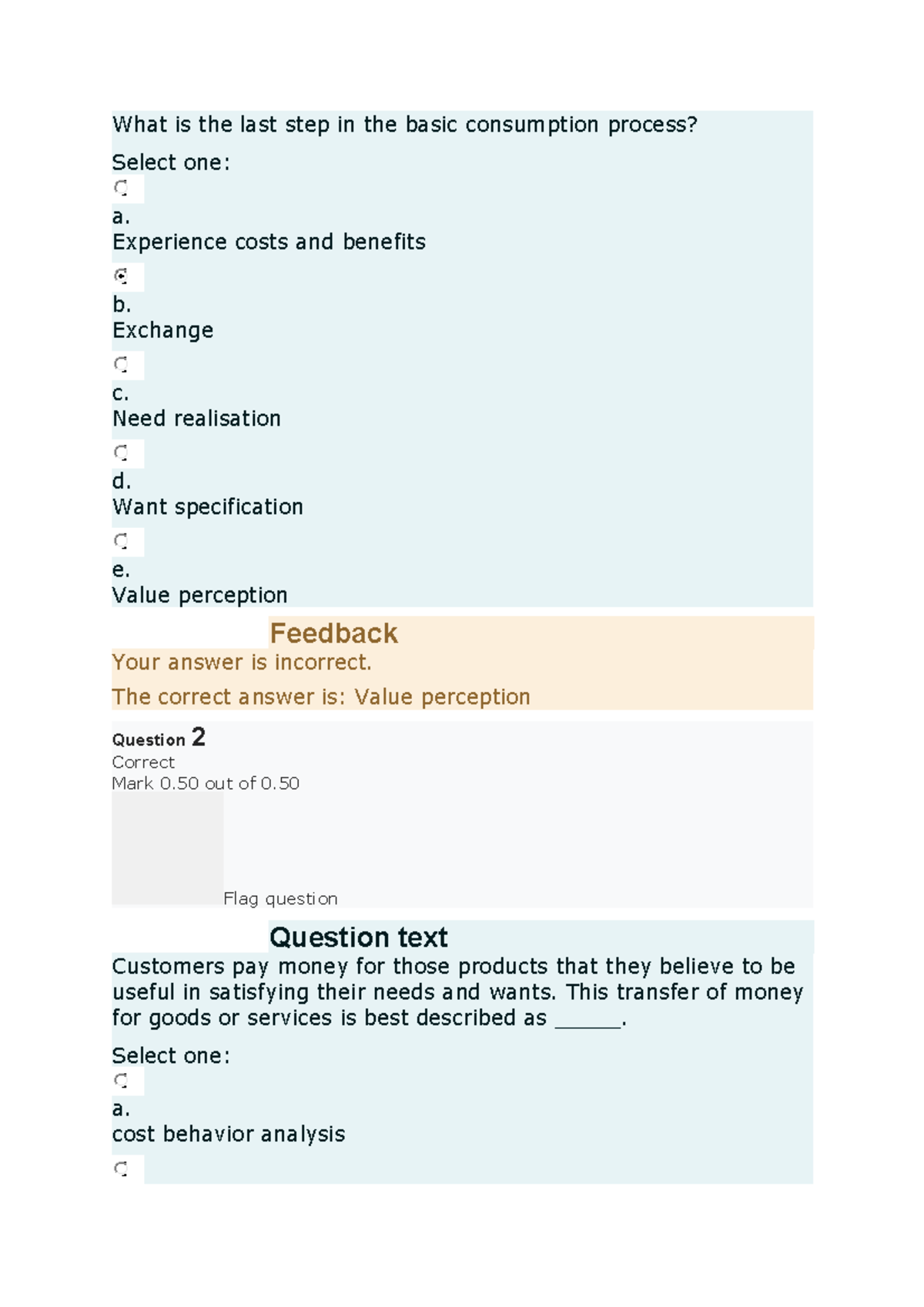 Quiz- consumer behaviour - 2nd quiz - What is the last step in the ...