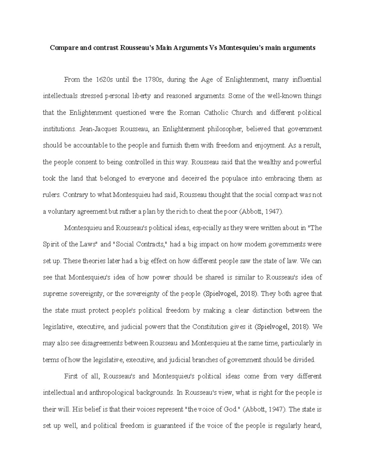 Rousseau and Montesquieu during the Enlightenment-01 - Compare and ...