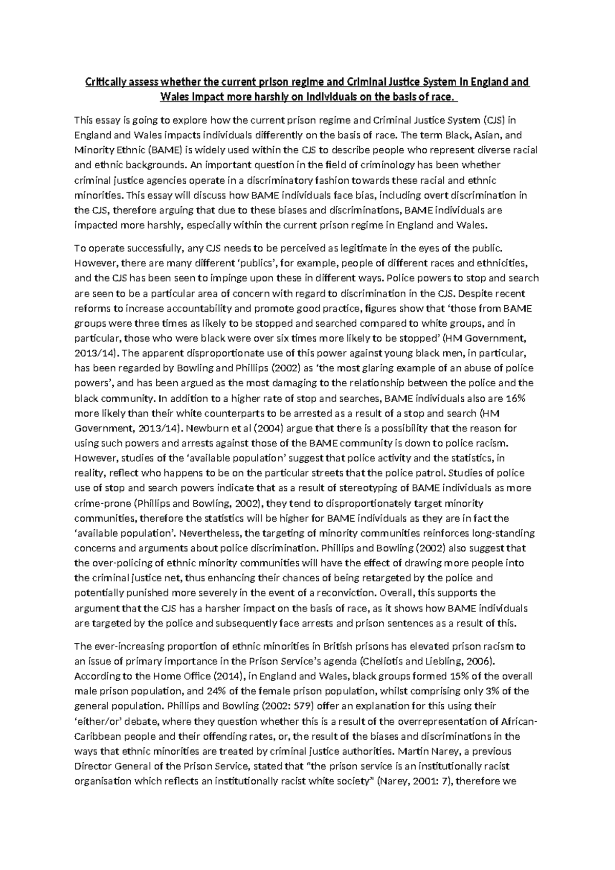 question 2 - ... - Critically assess whether the current prison regime ...