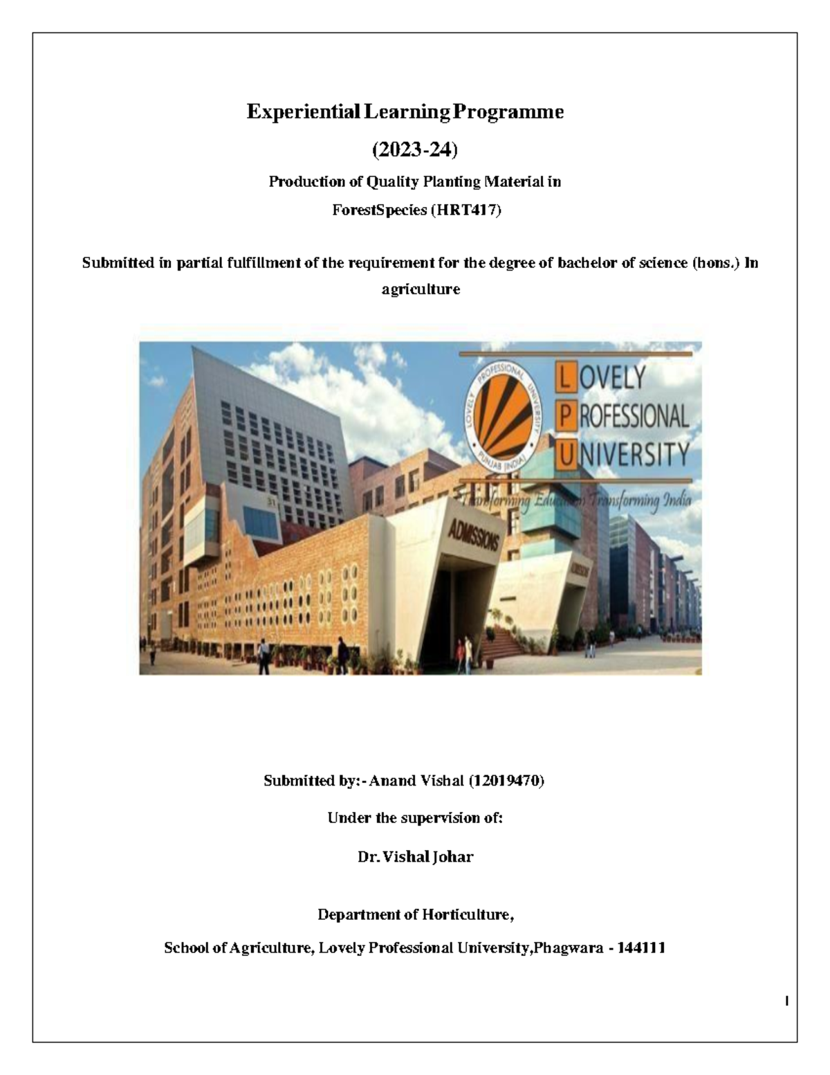 Experiencial learning Programme - Experiential Learning Programme (2023 ...