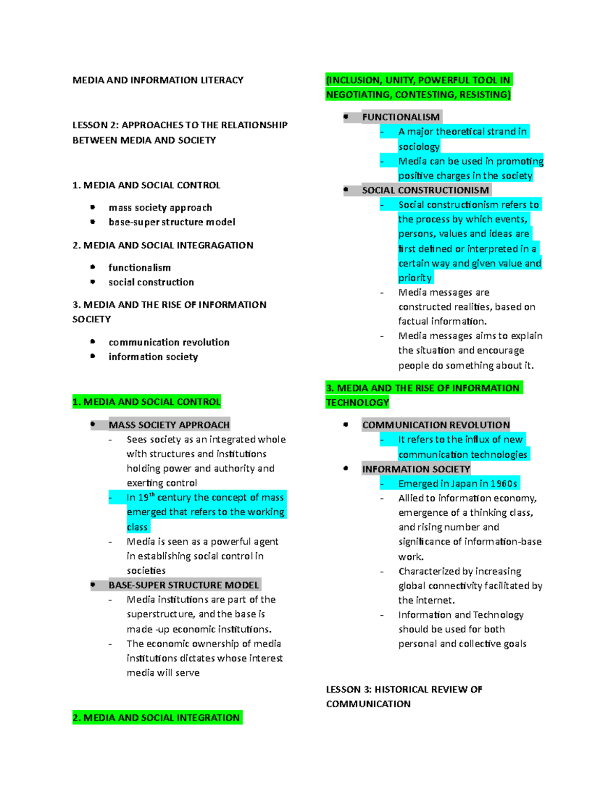 Media Information Literacy - MEDIA AND INFORMATION LITERACY LESSON 2 ...