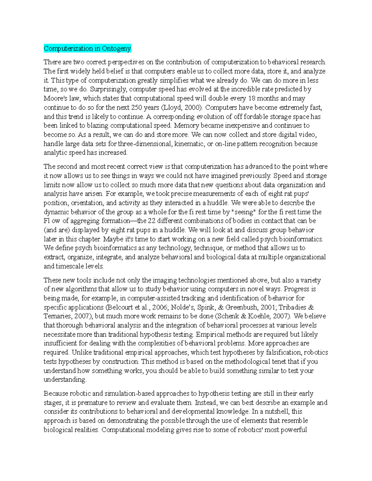 Computerization in Ontogeny - Computerization in Ontogeny There are two ...