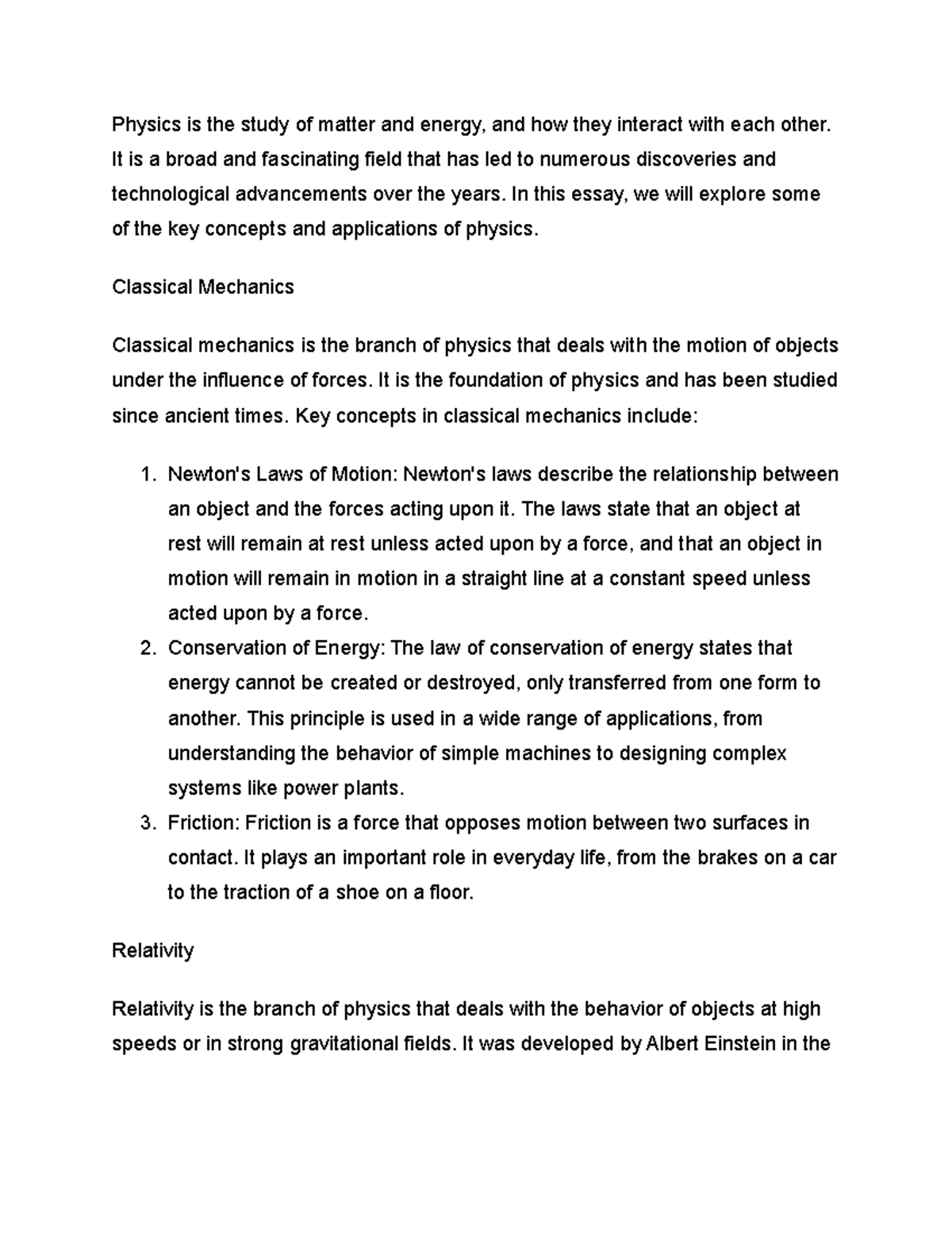 Studoc - Class notes - Physics is the study of matter and energy, and ...