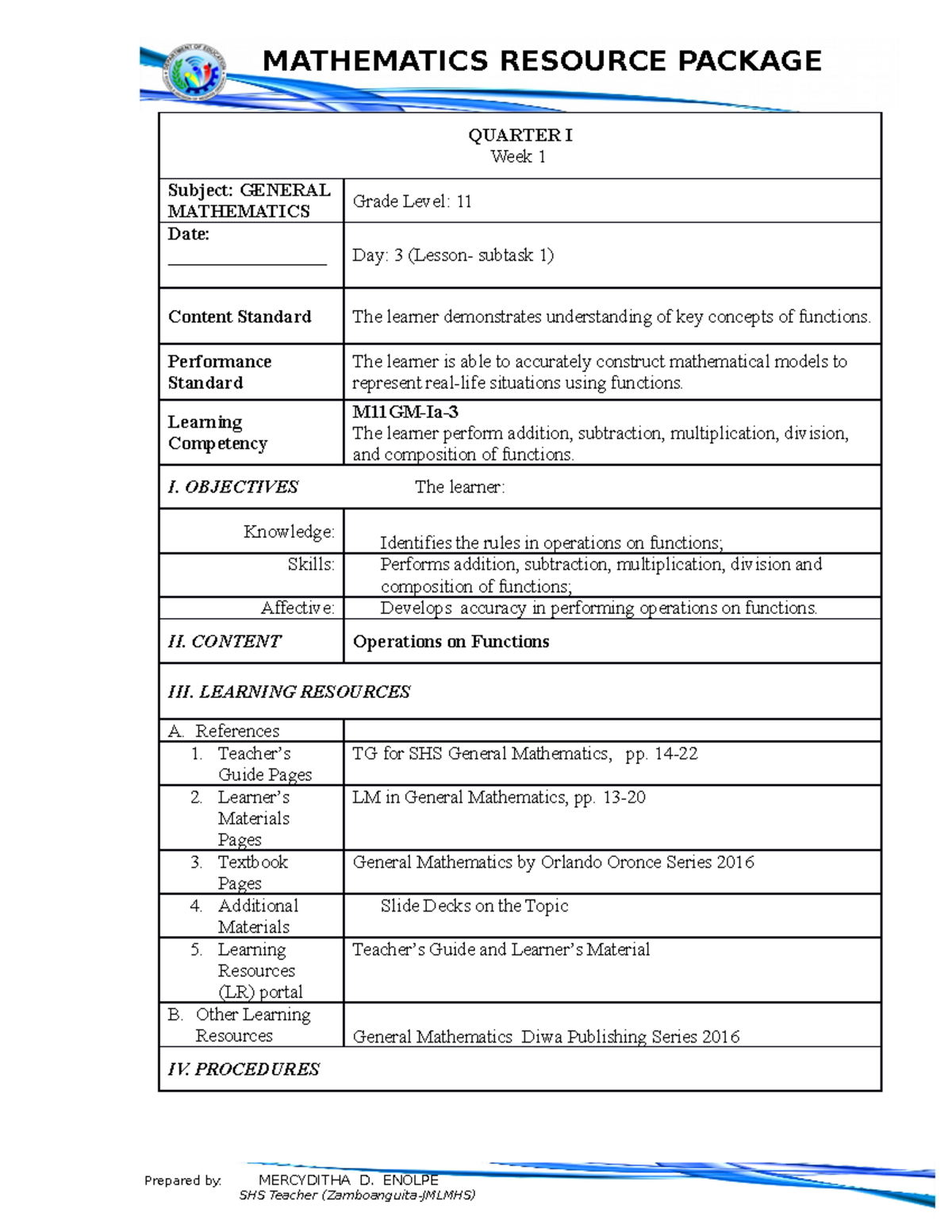Week 1. day 3 (Lesson 3-subtask 1) - Prepared by: MERCYDITHA D. ENOLPE ...