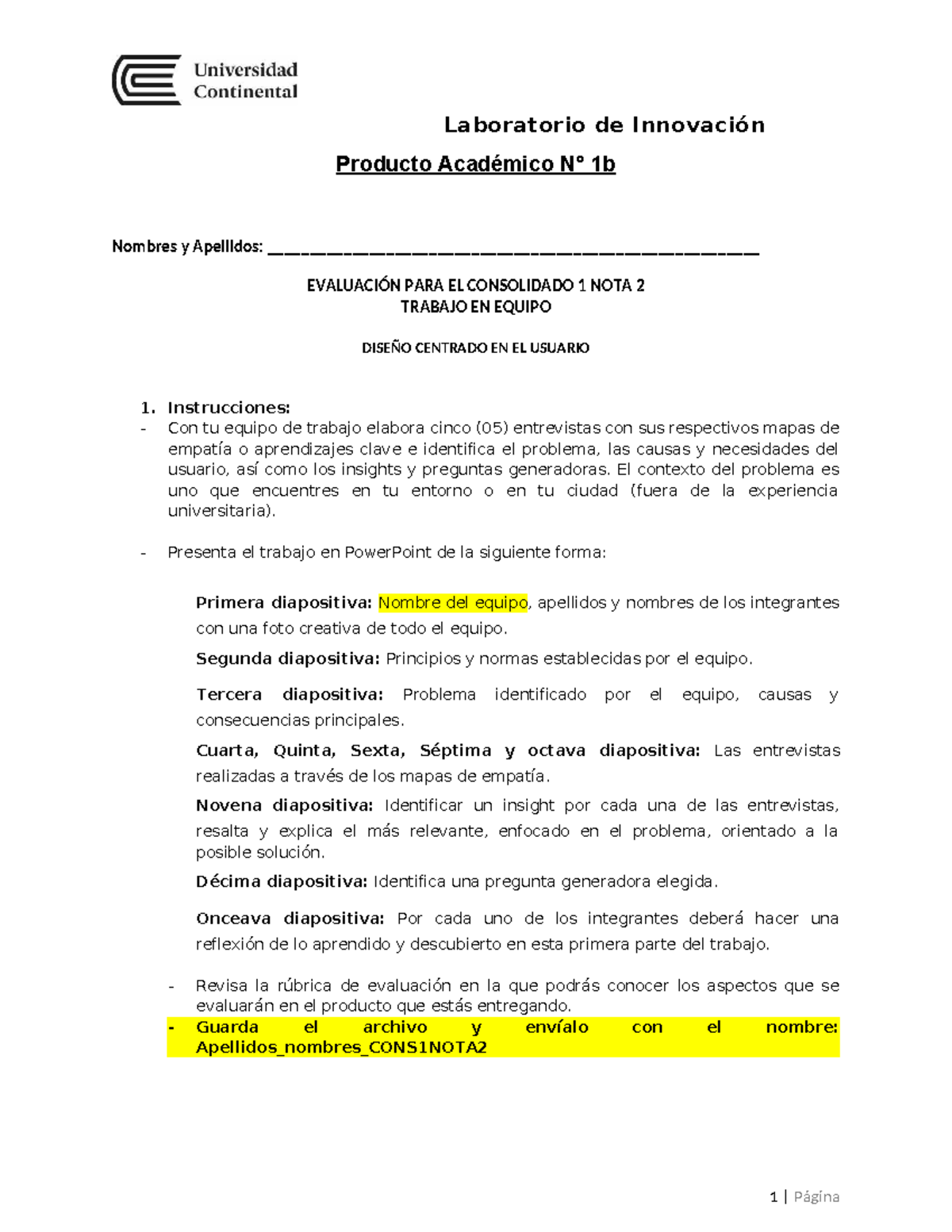 PA1b CONS1 NOTA2 - Producto Académico N° 1b Nombres y Apellidos: - Studocu