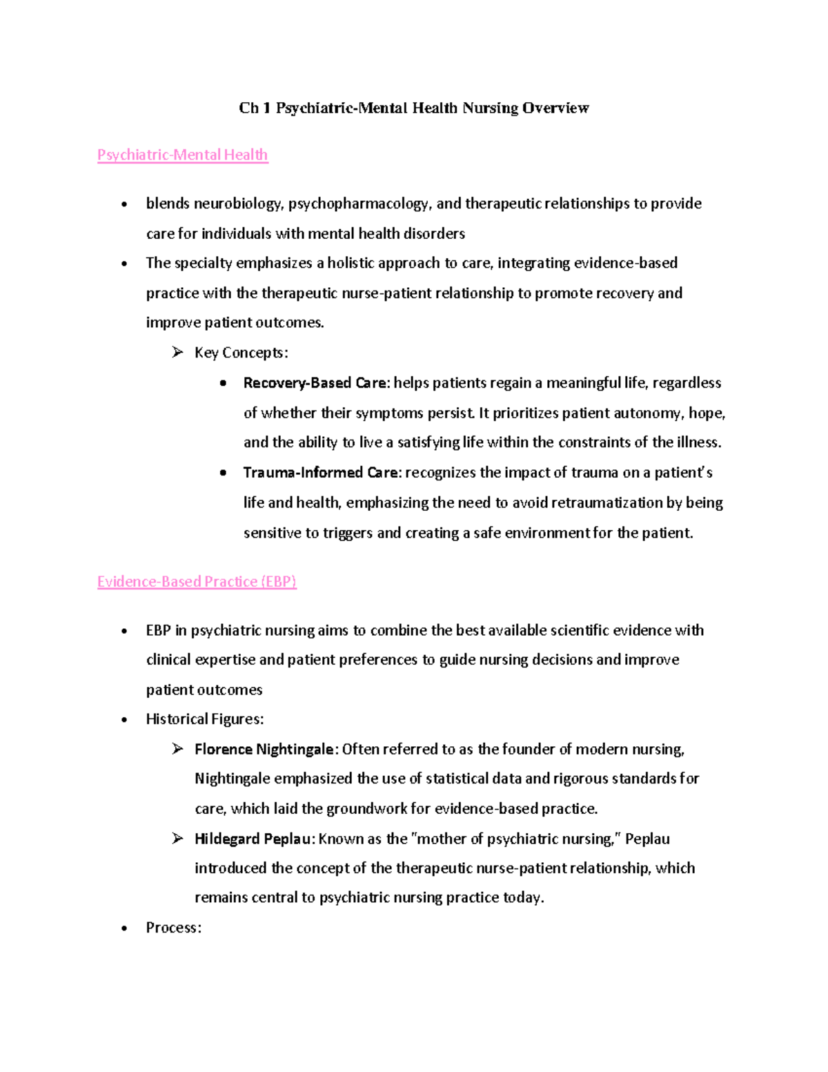 Chapter 1 Psychiatric-Mental Health Nursing Overview - Ch 1 Psychiatric ...