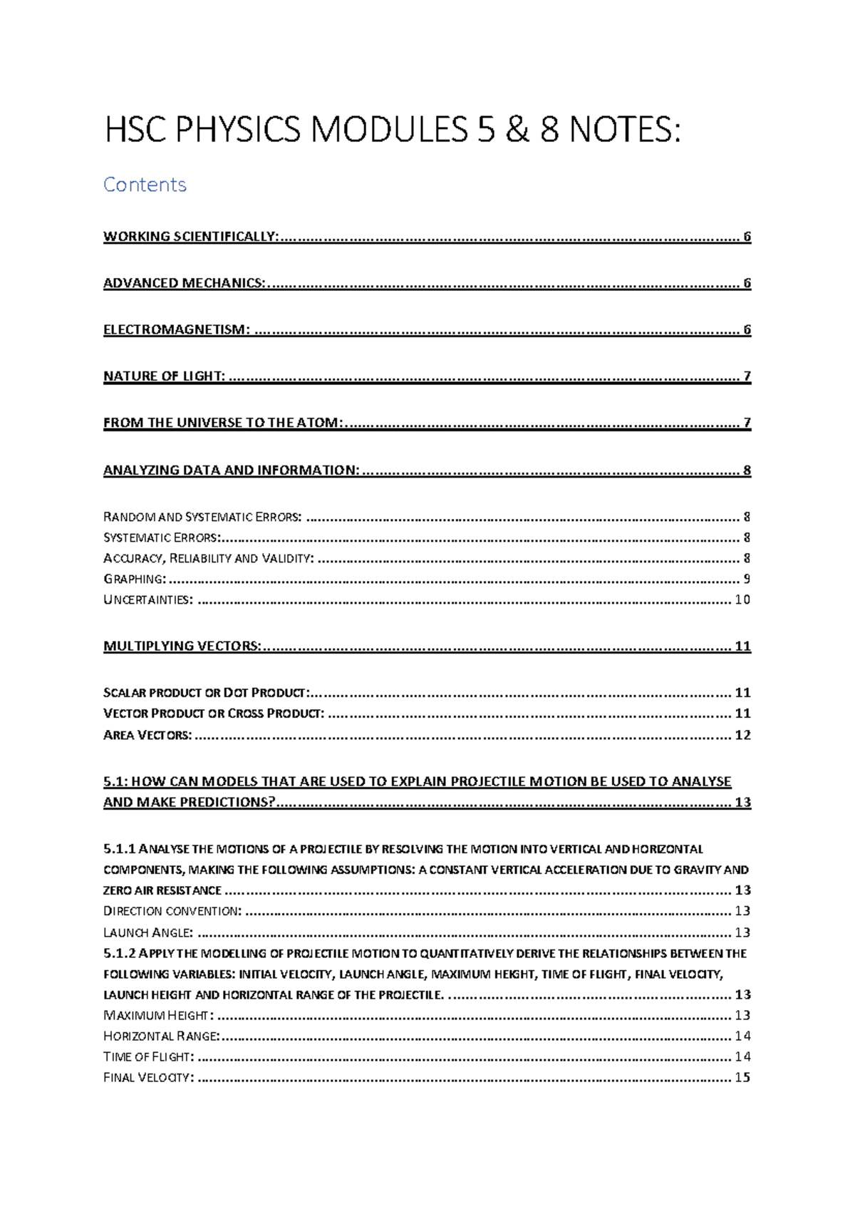 Notes on module 5 8 band 6 644a60efbf950 - HSC PHYSICS MODULES 5 & 8 ...