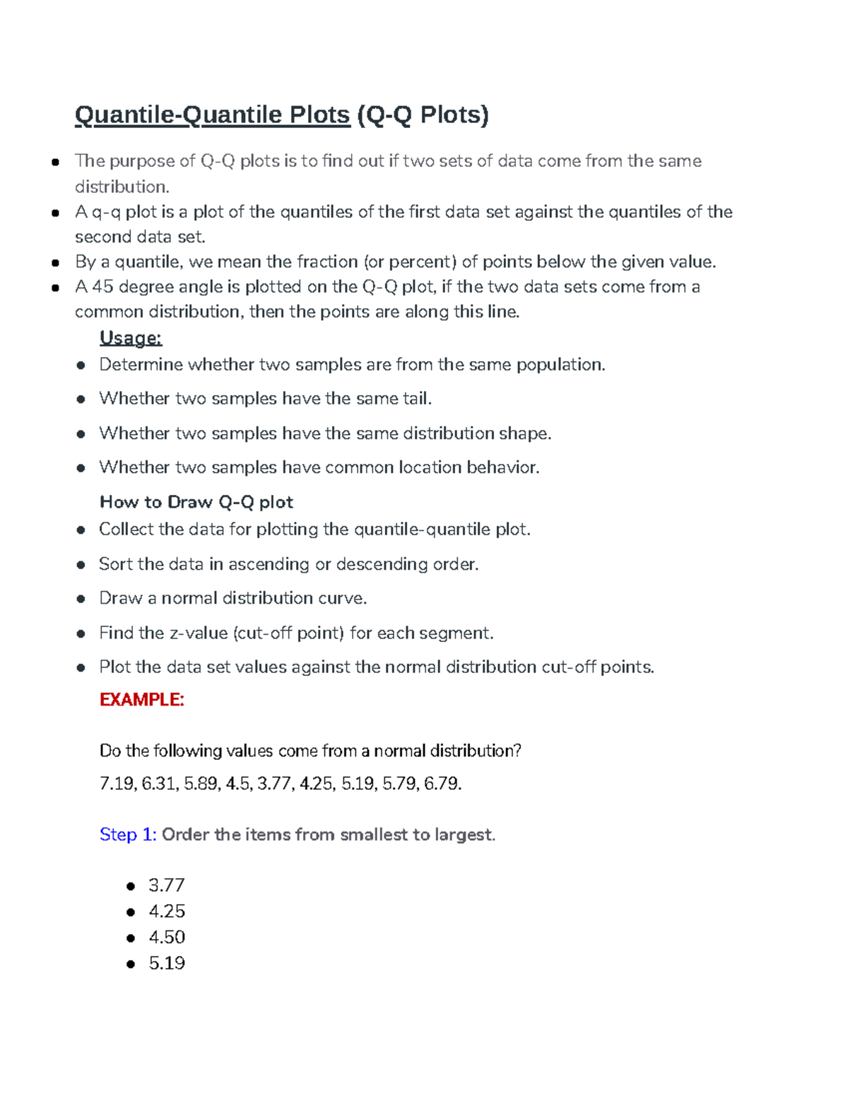 Q-Q plot in Data Mining - Note for Msc Computer Science Students - Quantile-Quantile Plots (Q-Q ...