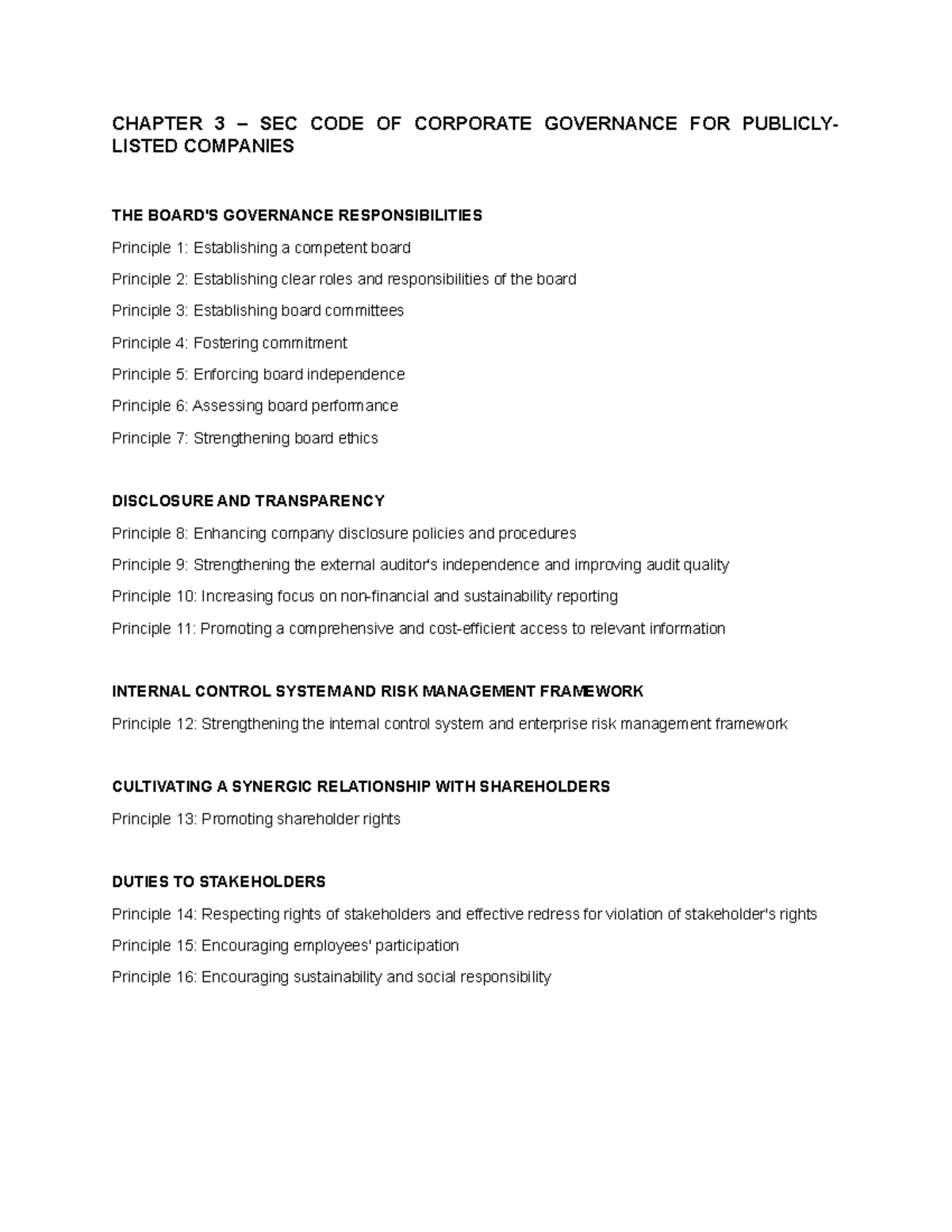 Chapter 3 - SEC CODE OF Corporate Governance - CHAPTER 3 – SEC CODE OF CORPORATE GOVERNANCE FOR ...