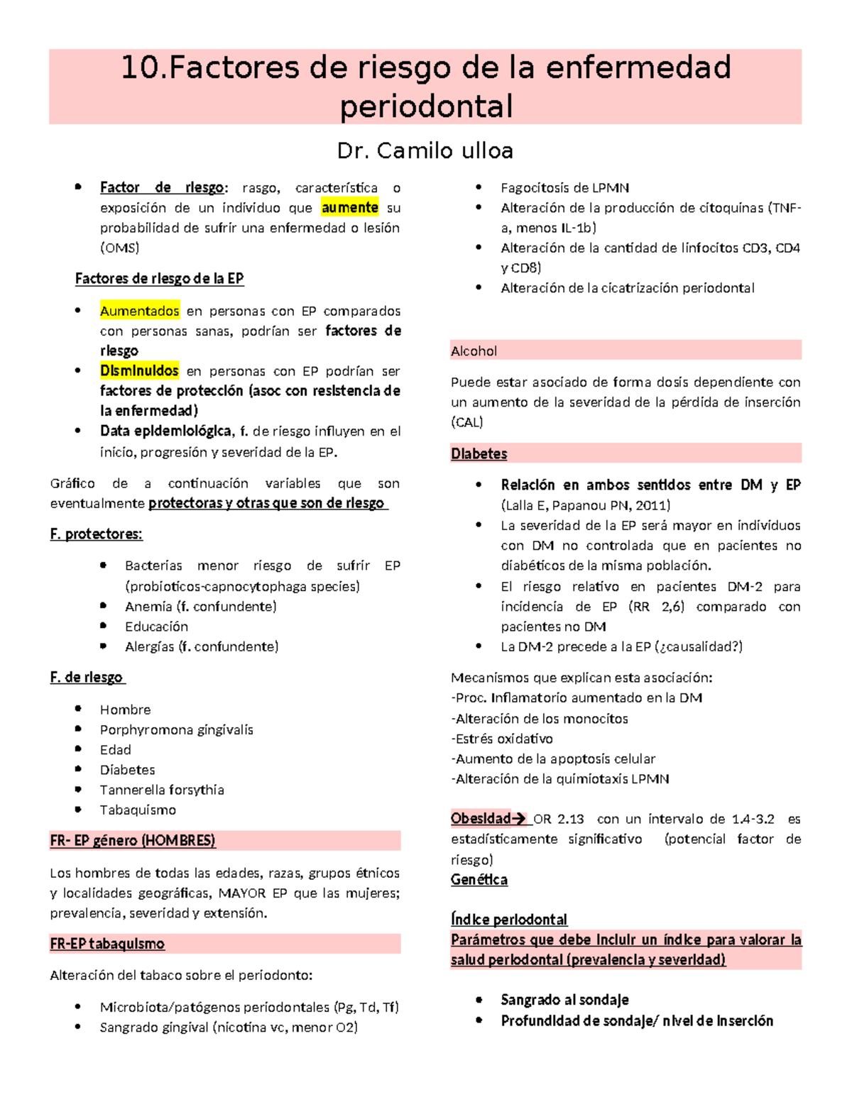10. Factores de riesgo - Resumenes Periodoncia - 10 de riesgo de la enfermedad periodontal Dr ...