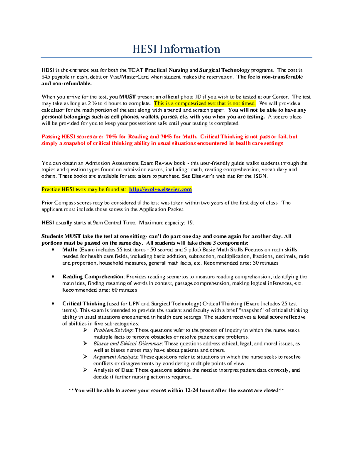 HESI Information - Hesi review - HESI Information HESI is the entrance ...