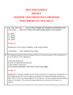 Ncert XII Physics Chapter 1 MCQ Part 2 - PLUS TWO PHYSICS CHAPTER 1 ...