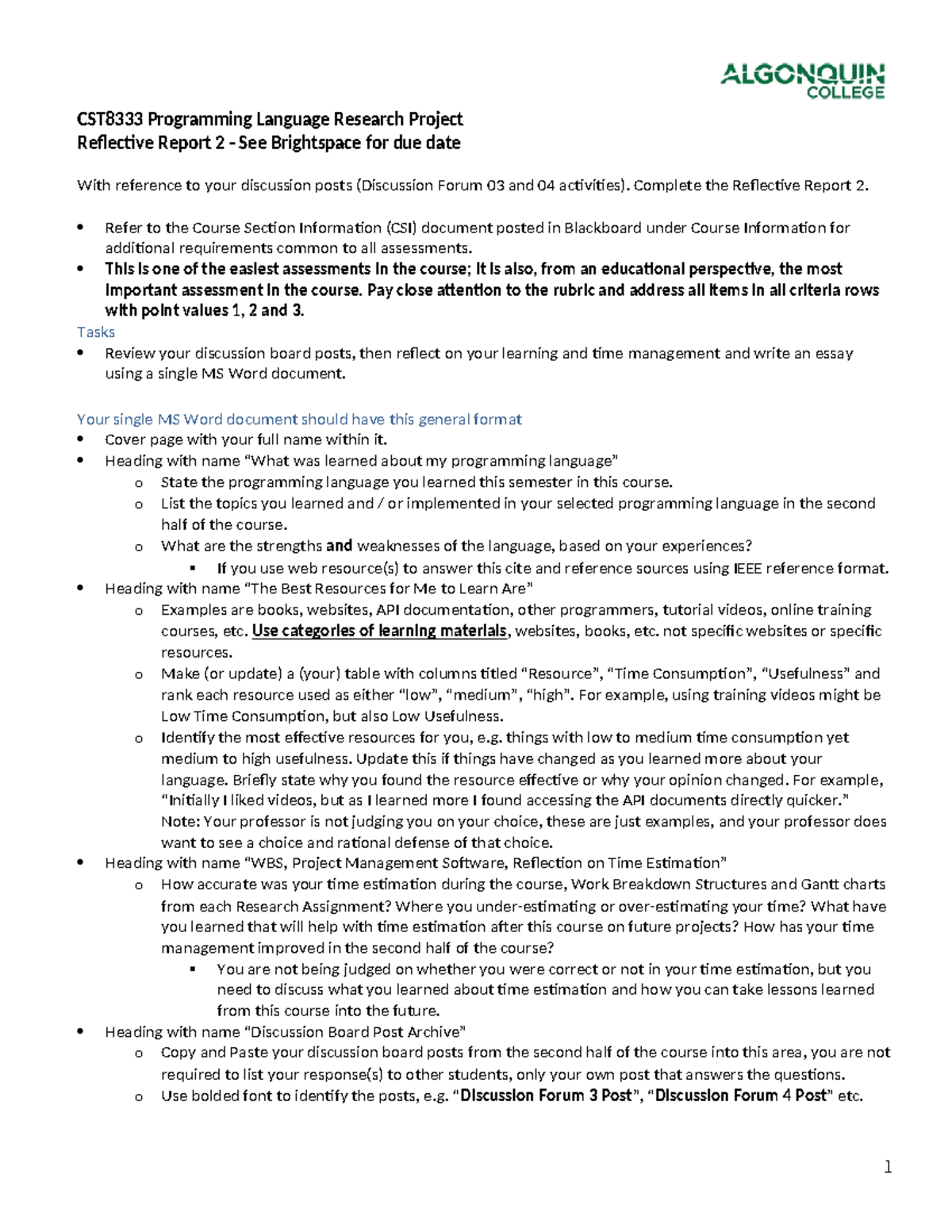 Reflective Report 2 - refort - CST8333 Programming Language Research Project Reflective Report 2 ...