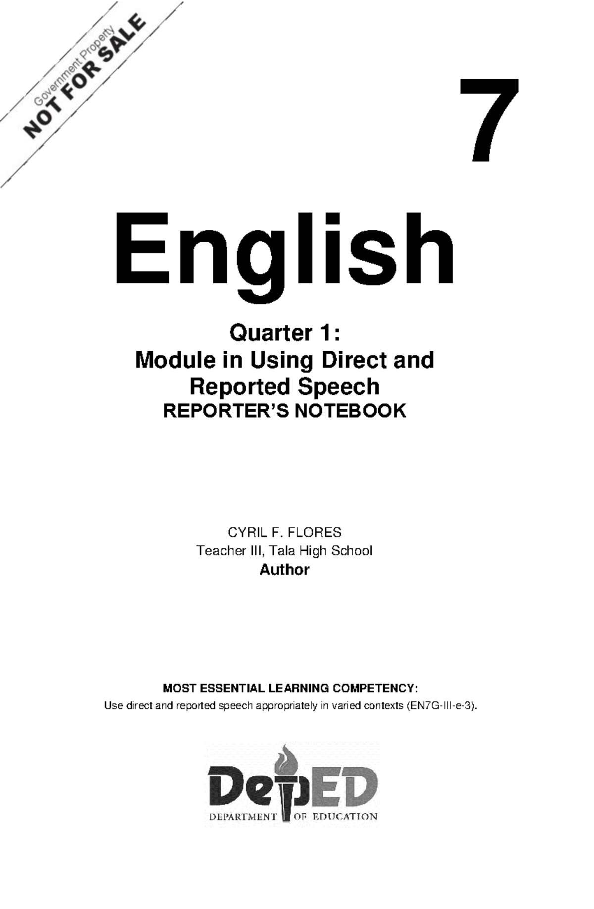 English-7-Week-5 - English 7 Week 5 - 7 English Quarter 1: Module in ...