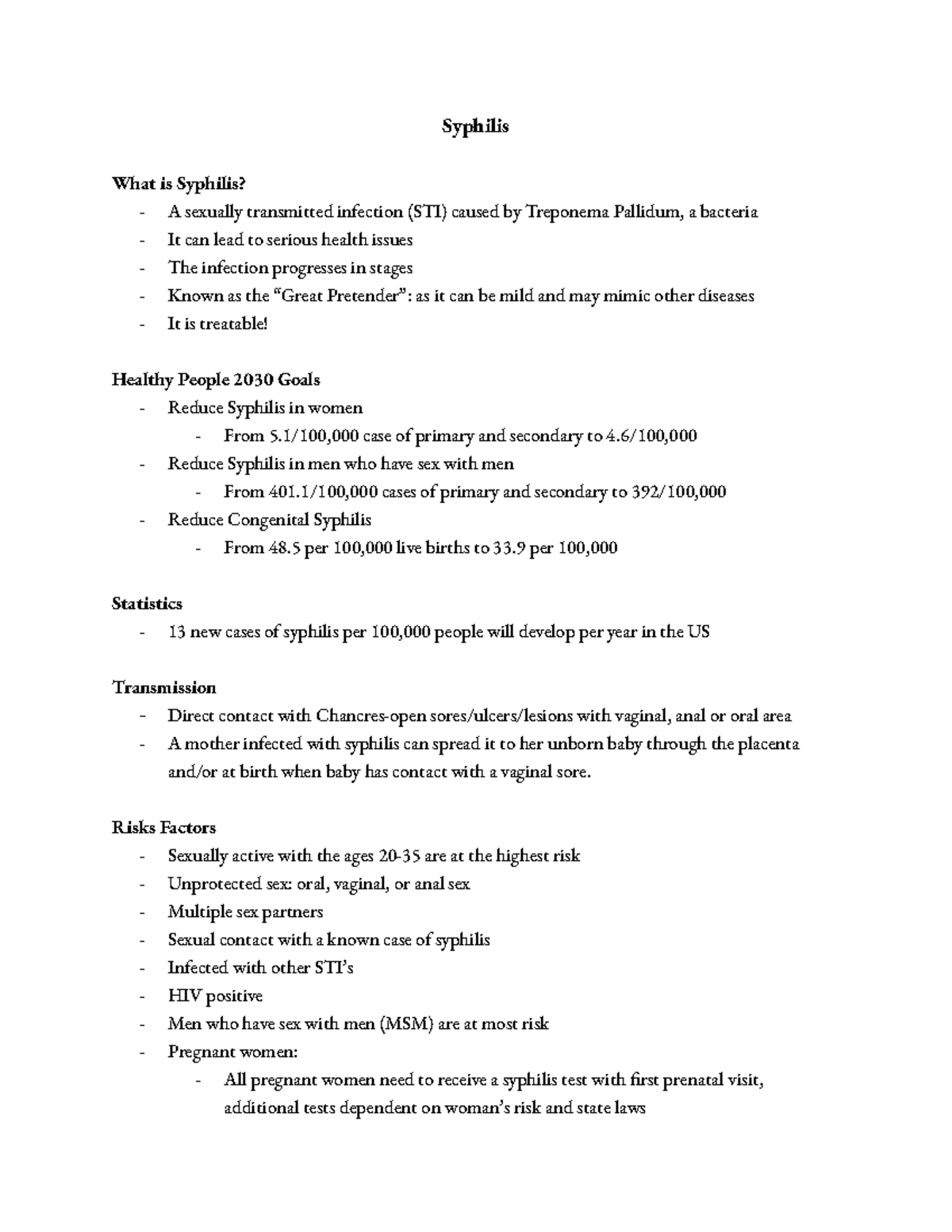Syphillis - Syphilis notes on primary, secondary, tertiary prevention ...