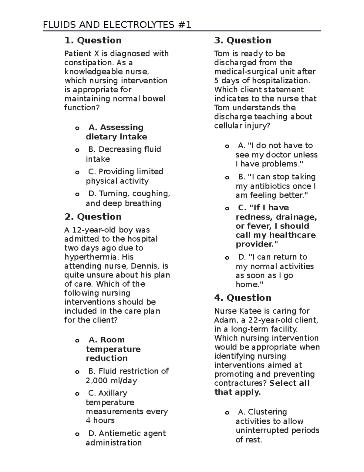 Fluids AND Electrolytes ( Nurse LABS) - FLUIDS AND ELECTROLYTES 1 ...