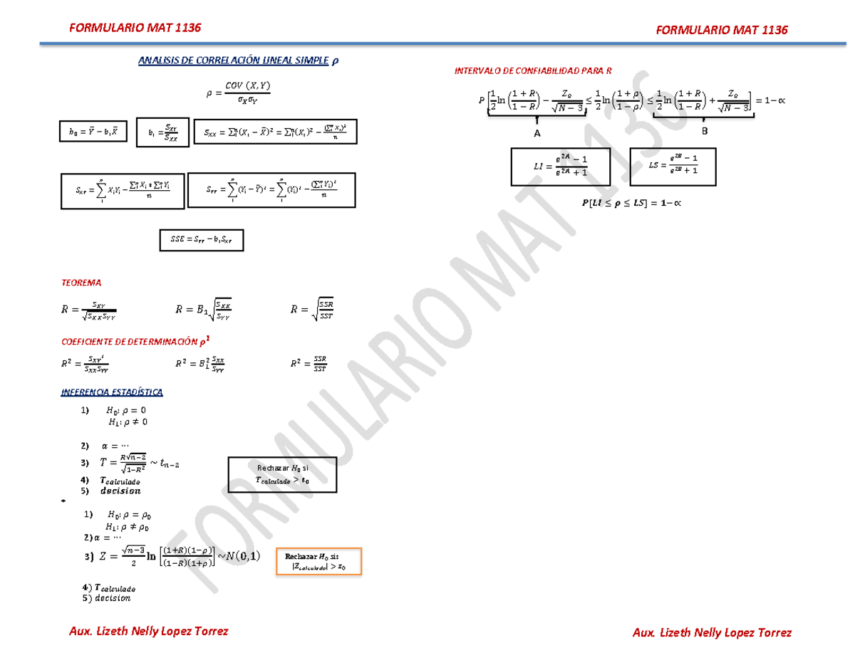 Formulario TEMA N° 2 MAT 1136 2-2021 - FORMULARIO MAT 1136 FORMULARIO MAT 1136 Aux. Lizeth Nelly ...