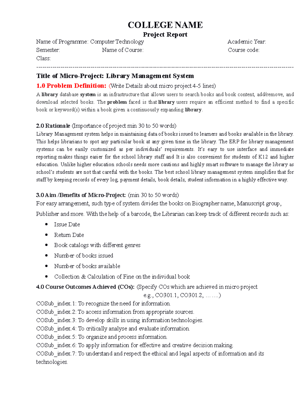 Library-Management-System - COLLEGE NAME Project Report Name of ...